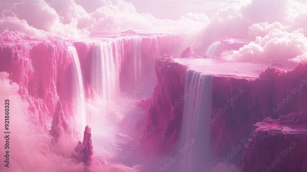 Ethereal Pink Sky Islands: Serene Otherworldly Environment with ...