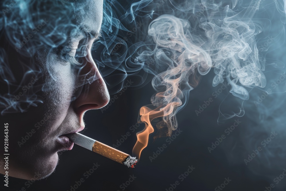 Face of a man dissolving into smoke depicting the transient nature of ...