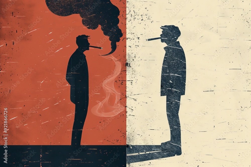 Silhouetted figure against a fiery backdrop a stark representation of ...