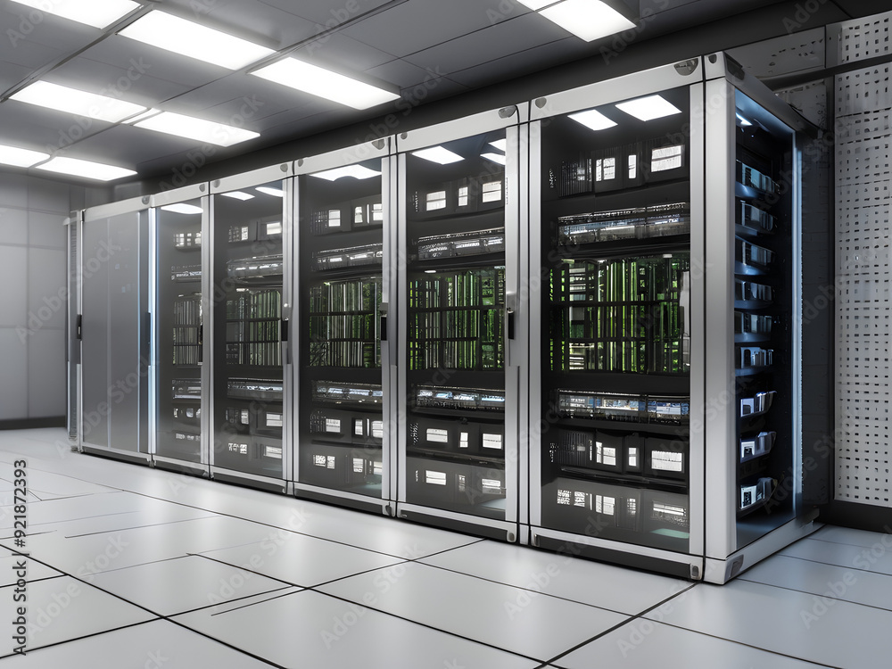 server room with servers Server racks in server room data center server ...