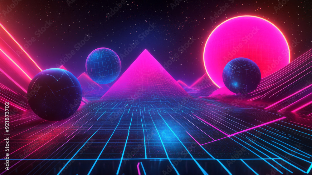 Trendy retrofuturistic holographic collection in vaporwave style from ...