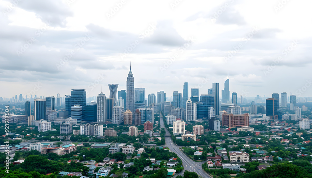 Manila philippines on a grey cloudy day showing the epic skyline and ...