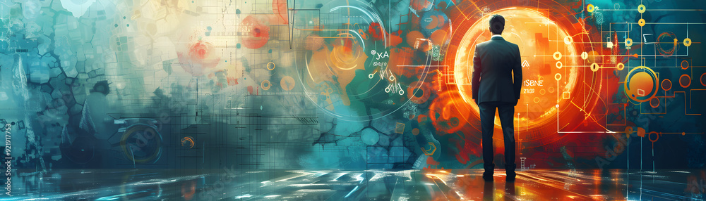 Photo Realistic Image of QA Manager with Process Map and Certificate on Whimsical Background ...