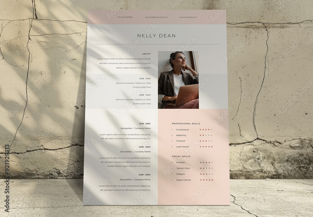 Feminine Resume Layout With Elegant Design Stock Template | Adobe Stock