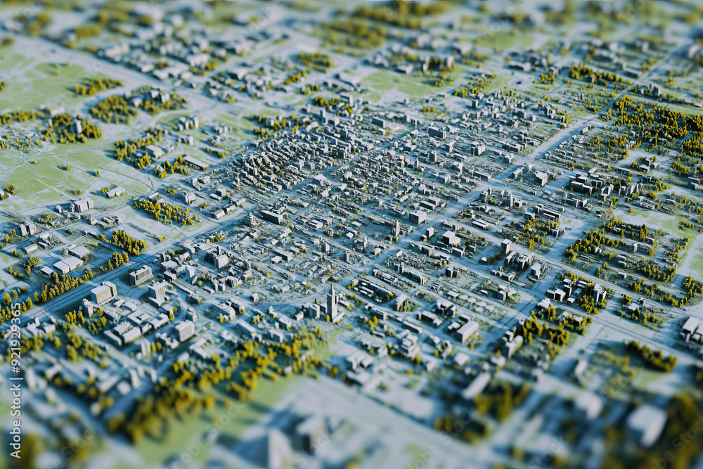 Zdjęcie Stock: Technical aerial visual, 3D LiDAR GIS aerial map ...