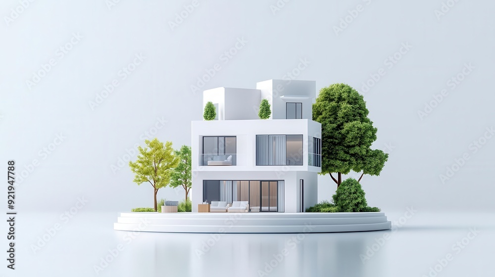 Innovation hub flat design front view urban development theme 3D render Complementary Color ...