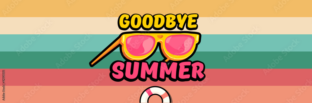 Super Goodbye summer vector banner with text and retro yellow ...