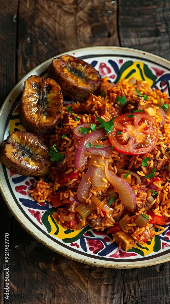 Jollof rice on a white plate, homemade nigerian jollof rice on a plate ...