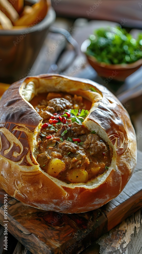 Bunny Chow - South African mutton curry served inside a hollow bread ...
