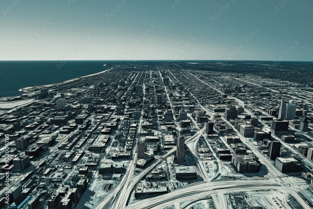 Technical aerial visual, 3D LiDAR GIS aerial map satellite scan model ...