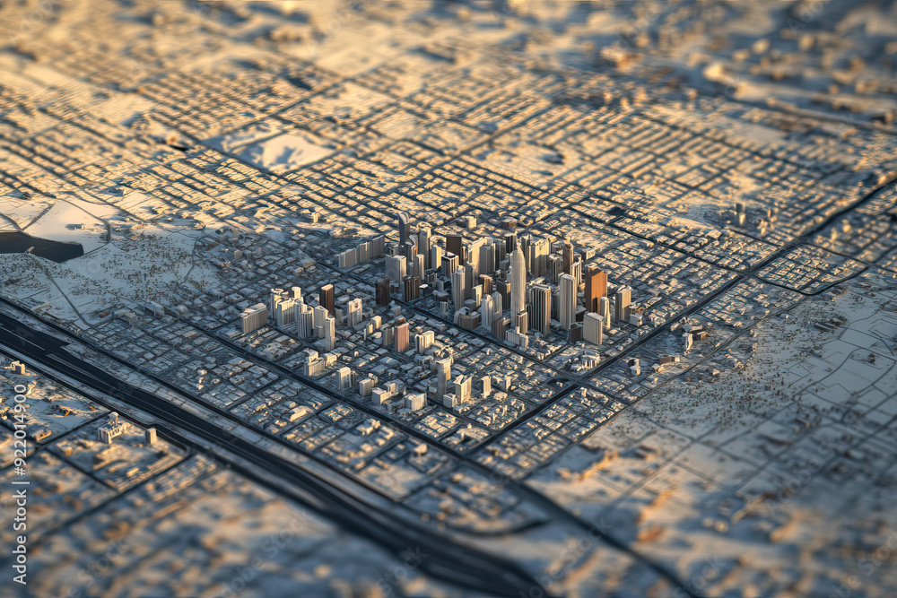 Technical aerial visual, 3D LiDAR GIS aerial map satellite scan model ...