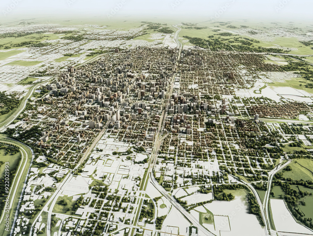 Technical aerial visual, 3D LiDAR GIS aerial map satellite scan model ...