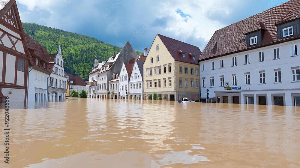 Flooded Town: Climate Change, Natural Disasters, Floodwater, Disaster ...