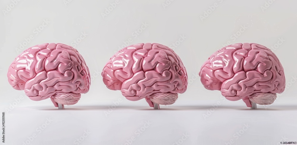 REALISTICvideogame model of the human brain , pink color, white ...