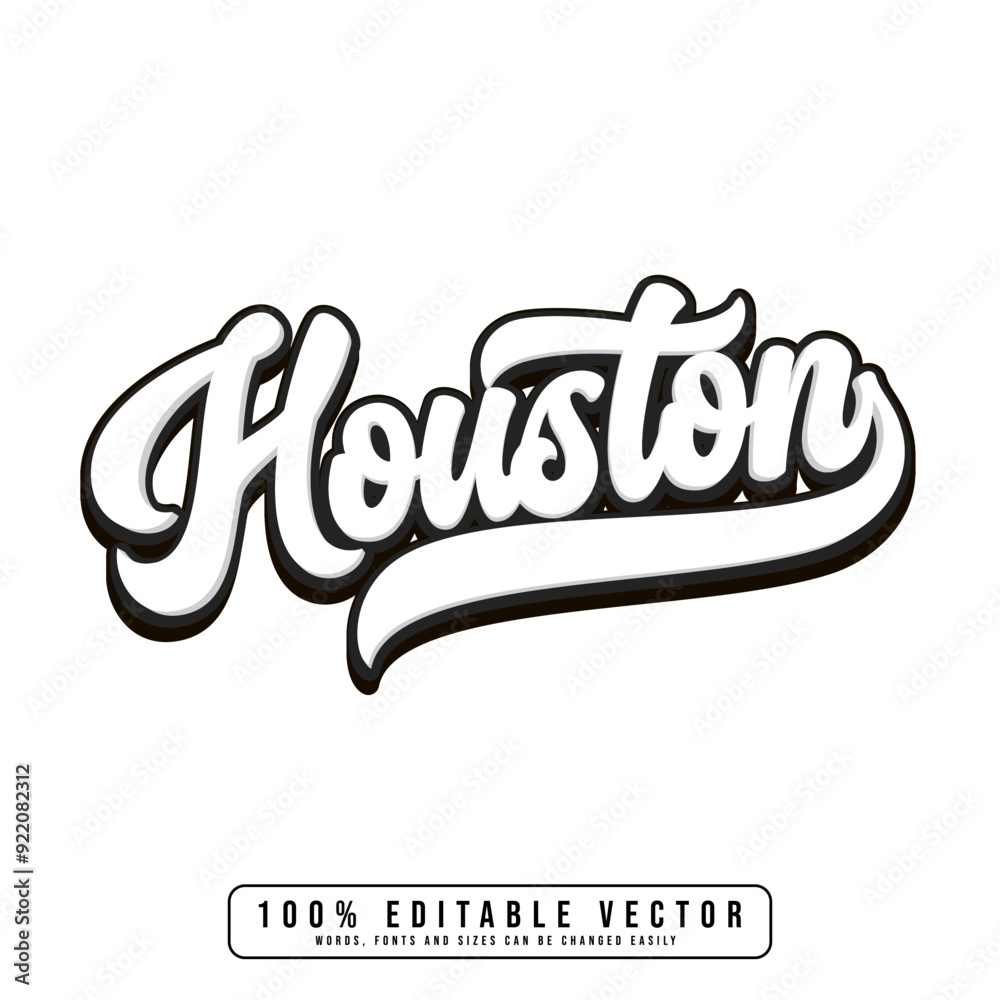 Houston text effect vector. 3d printable text effect vector. Stock ...