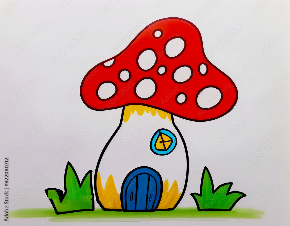 Hand drawn cartoon mushroom in the forest, Generate an adorable AI ...