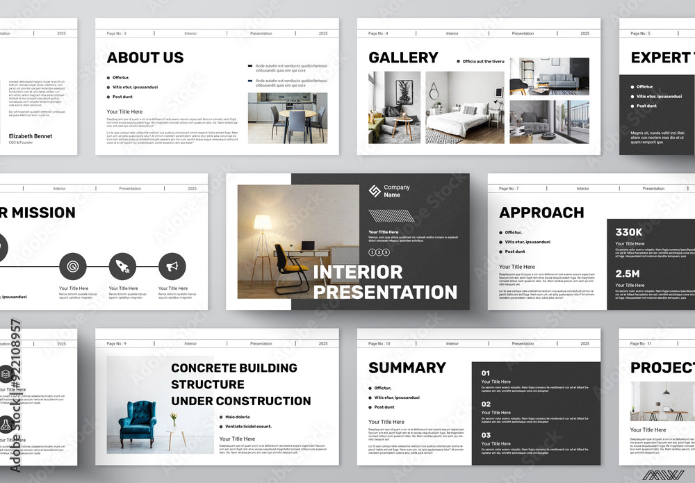 Interior Portfolio Presentation Layout Stock Template | Adobe Stock