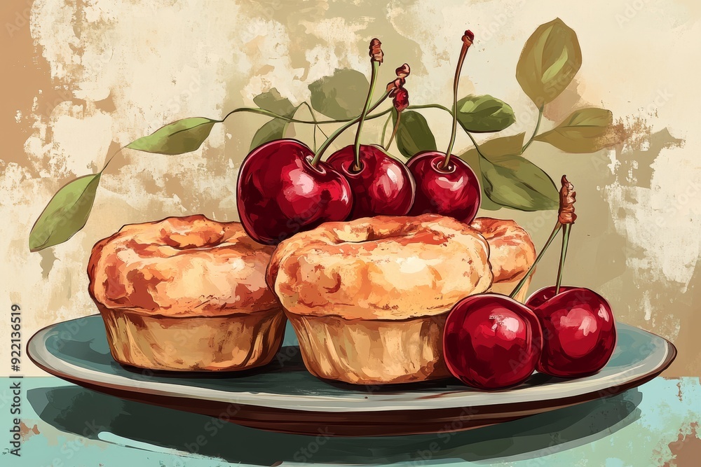 vintage-style bakery sign illustration promoting National Cherry ...