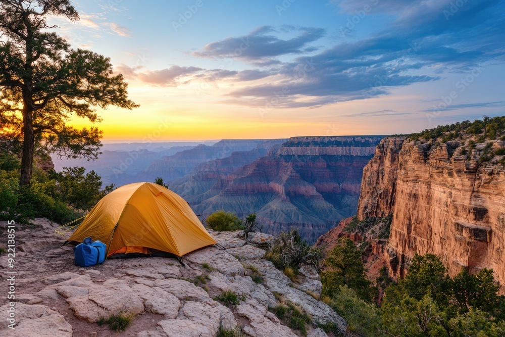 Camping Grand Canyon. Tent on Cliff Edge at Point Sublime, North Rim ...