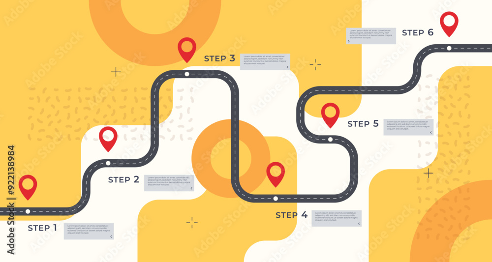 Infographic template with a road and markings on it. Concept of a ...