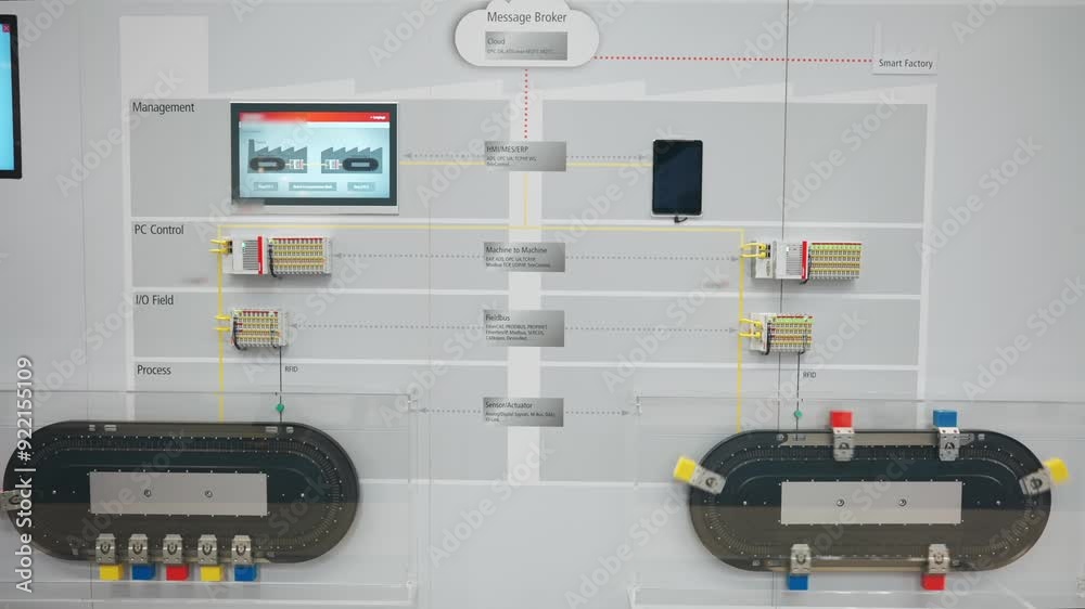 automated smart factory working scheme with blocks and diagrams ...