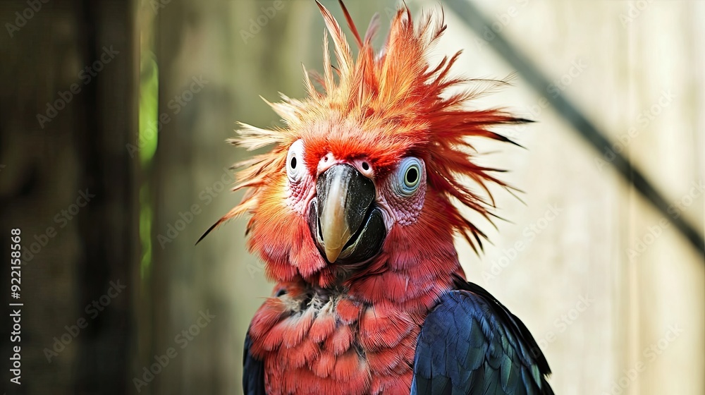 Funny Portrait of a Grotesque Parrot With Crazy Hair and Strange Eyes ...