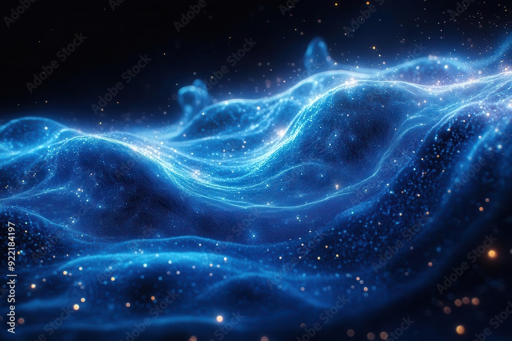 bioluminescent fiber optic cables snaking across dark ocean floor ...