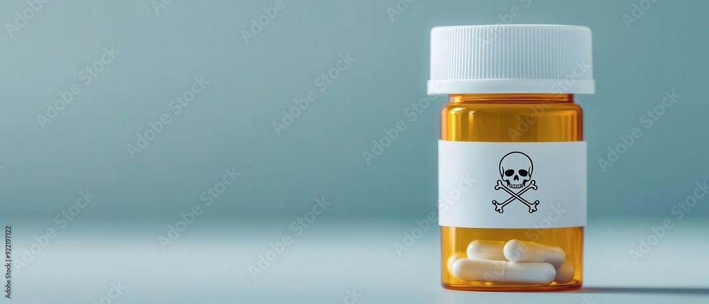 Detailed image of a warning label on a prescription bottle, with a ...