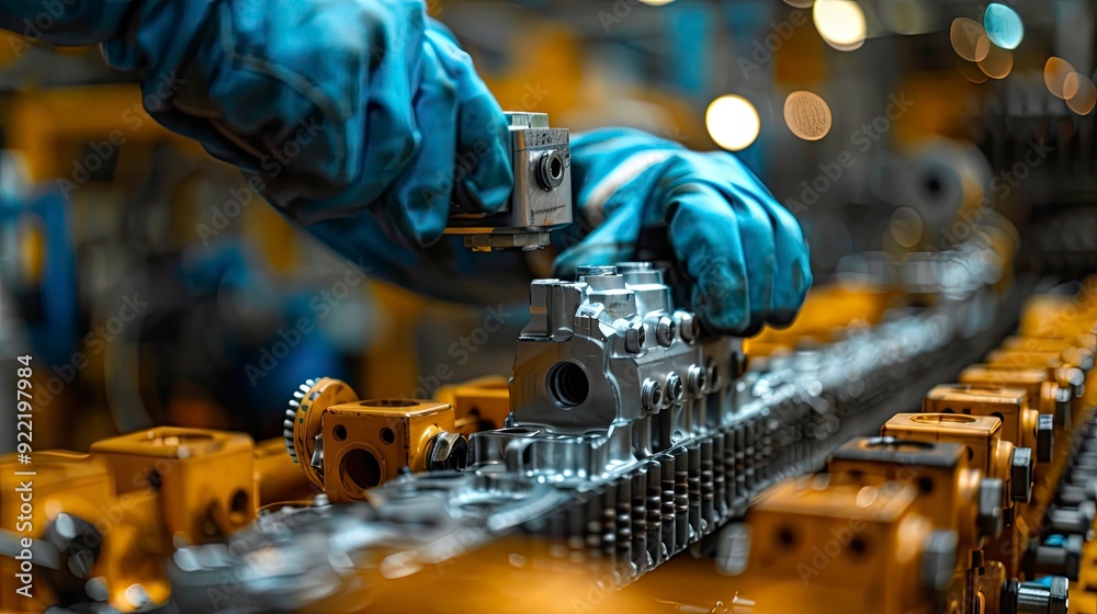 An engine block being inspected for defects using advanced imaging ...