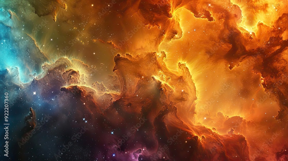 Stunning view of cosmic nebula with vibrant colors and interstellar ...