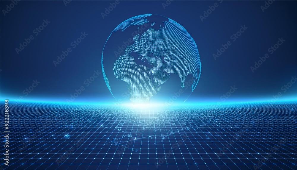 Futuristic blue earth abstract technology background. Artificial ...