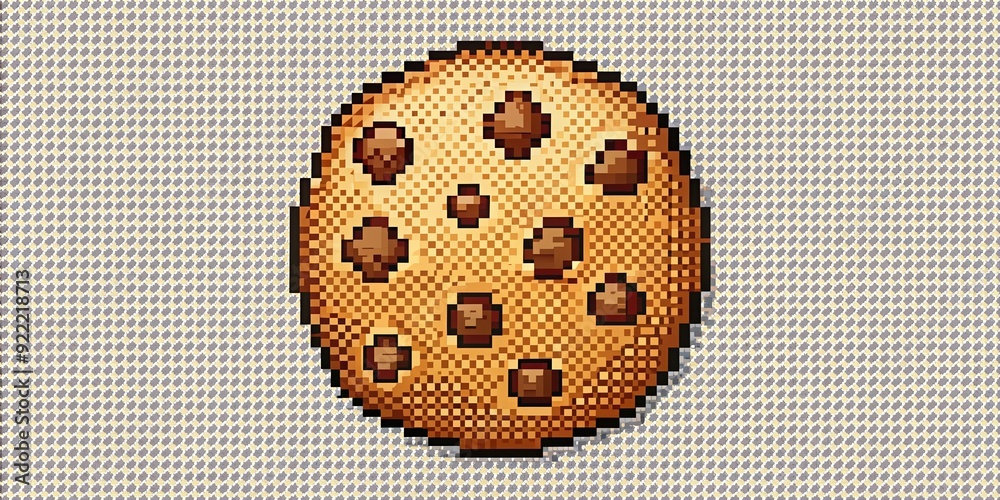 Pixel art of a delicious chocolate chip cookie , pixel art, cookies, chocolate chips, snack ...
