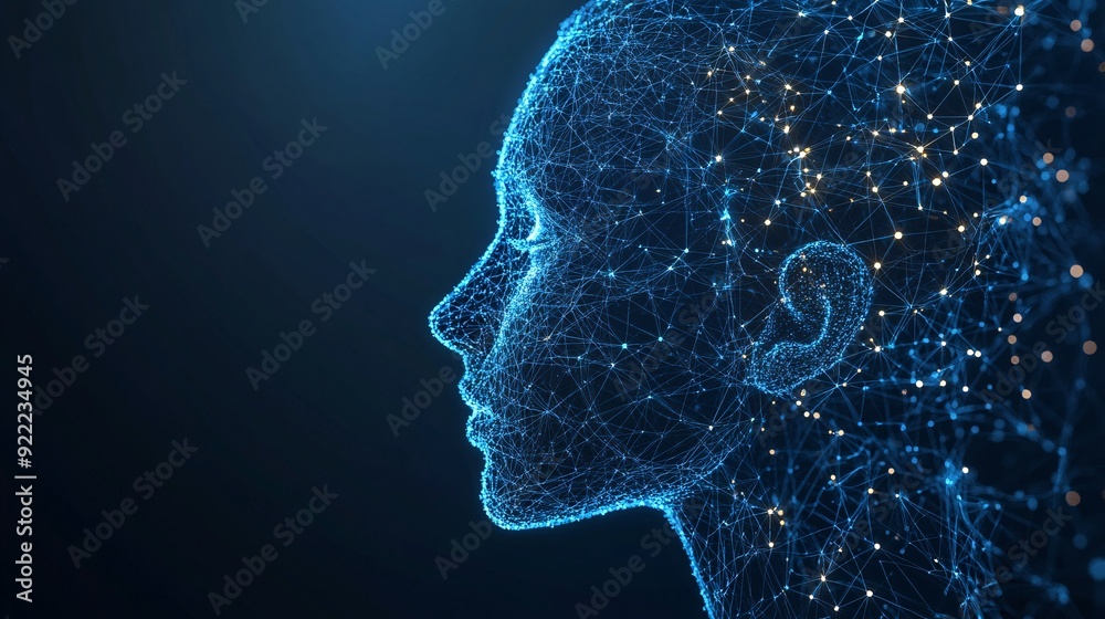 Abstract concept of artificial intelligence with a human head and ...