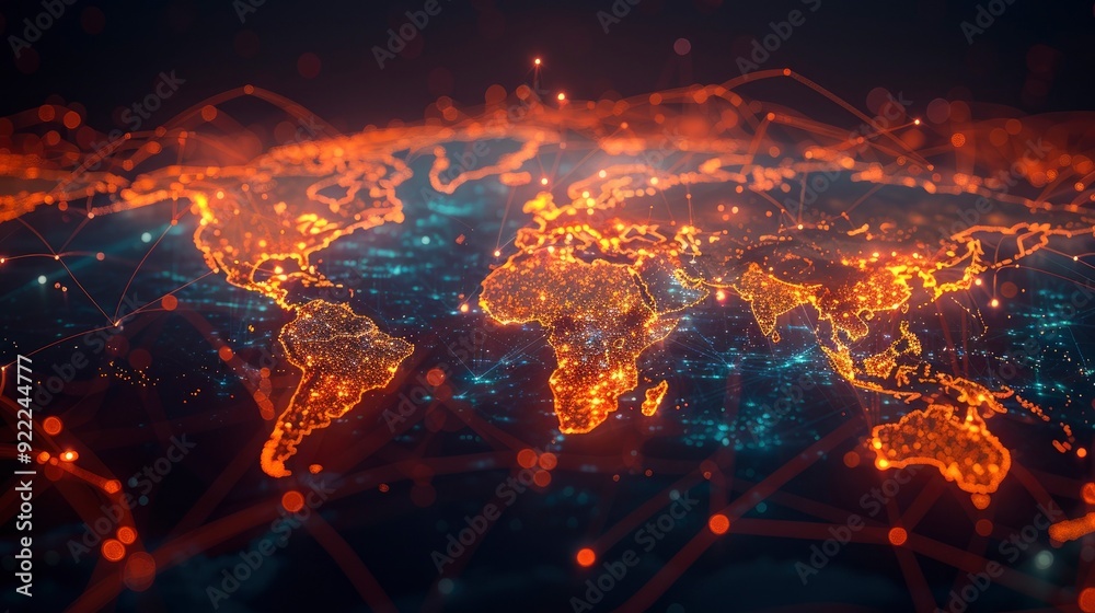 A global network map highlighting quantum computing hubs around the ...