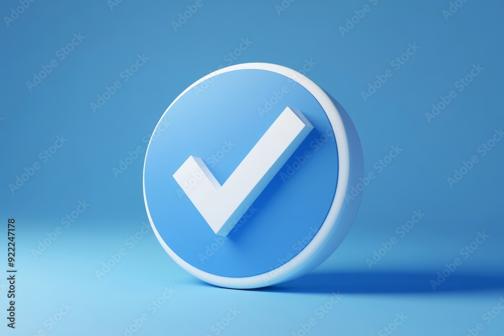 This contemporary 3D blue check mark icon, set against a soothing and ...