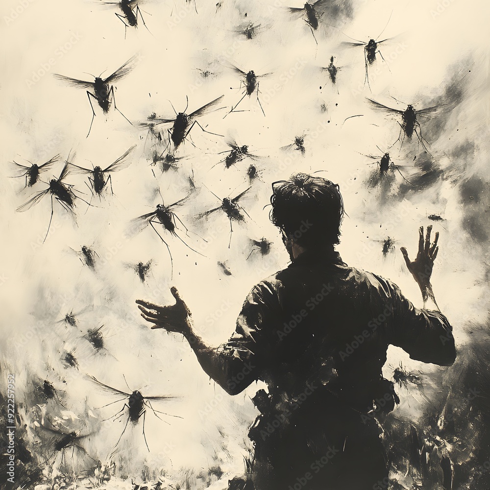 Person Swatting Mosquitoes: A person with a swatter or clapping their ...