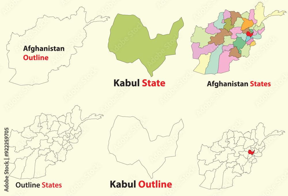 Kabul map vector of Afghanistan, Kabul line map, Kabul with city map ...