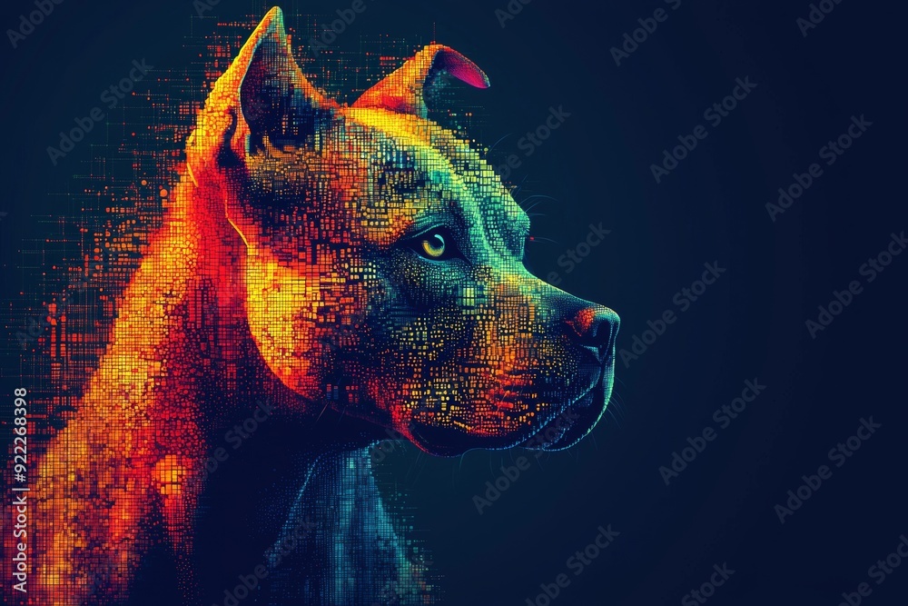 Dog brain network with big data and stock circuit board inside of a ...