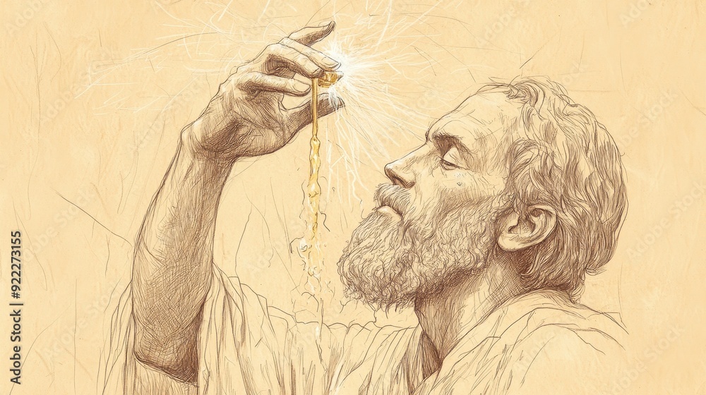 Biblical Illustration: Moment of David's anointing with oil poured over ...