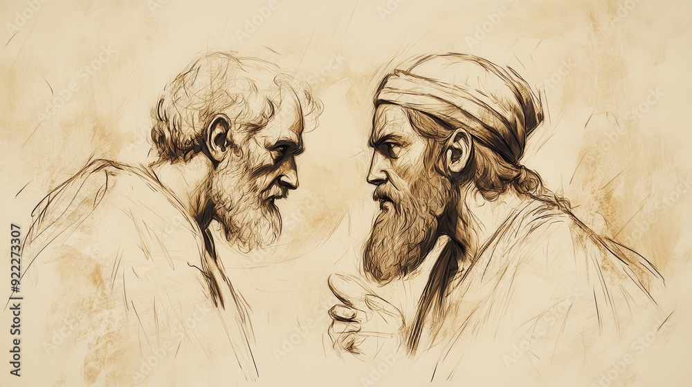 Biblical Illustration: David, with a benevolent expression, listens to ...
