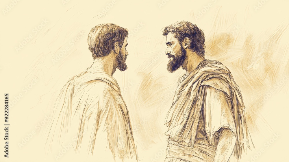 Biblical Illustration: Joab, with a stern look, approaches David to ...