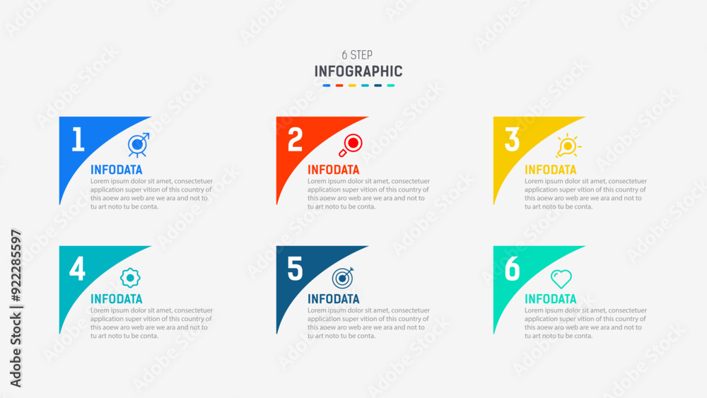 Business infographics design for Six Step, option, parts or process ...