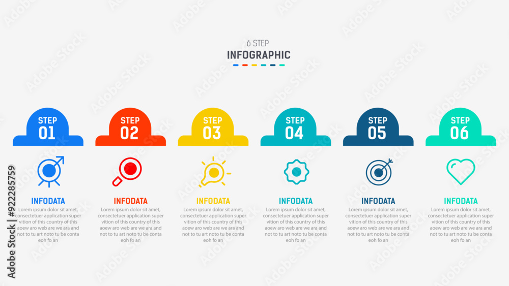 Business infographics design for Six Step, option, parts or process ...