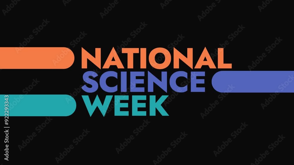 National Science Week colorful motion graphics seamless loopable text ...