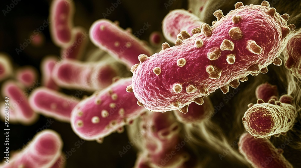 High magnification image revealing spiky bacteria, showcasing their ...