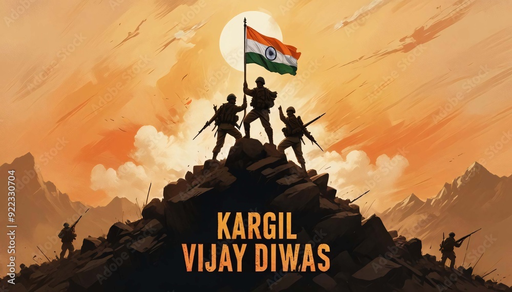 Kargil vijay diwas illustration banner or poster. 26 july. happy independence day post. Stock ...
