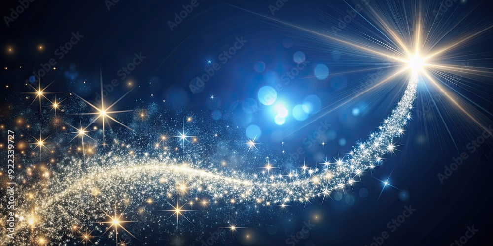 Starlight with a tail sparkles particle light on a background, star ...