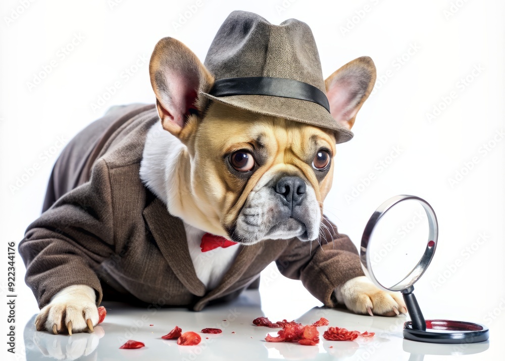 Adorable French Bulldog detective scrutinizes tiny details with ...