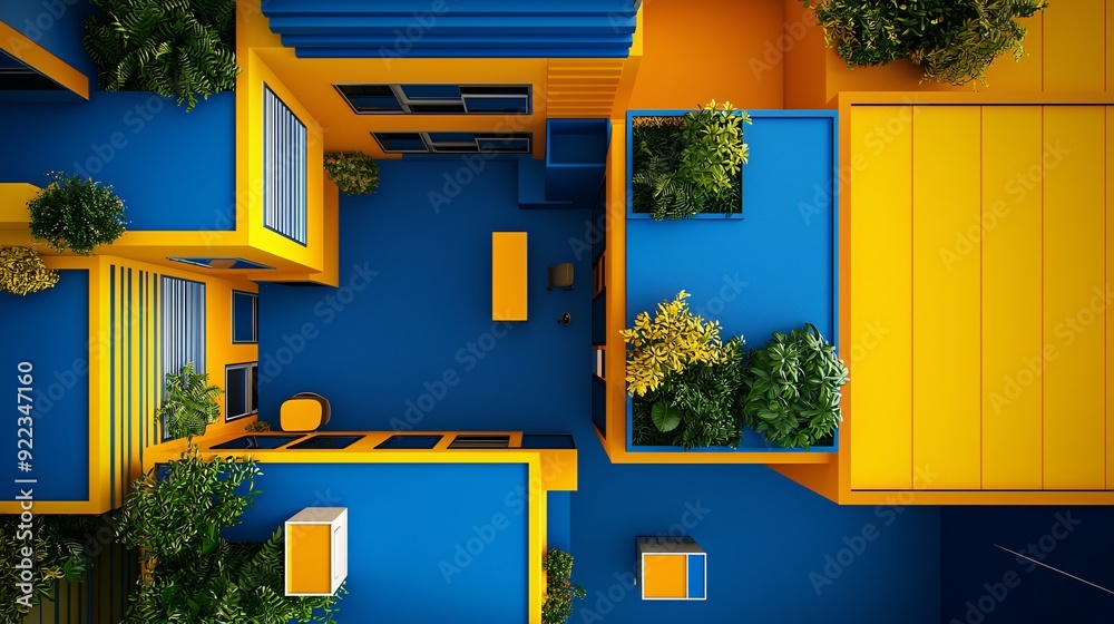 Home tech automation dashboard, 3D rendering, bird's eye view, leading ...