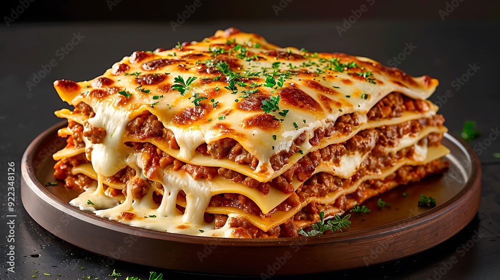 Homemade lasagna, layers of goodness, no shadows, no text on picture ...